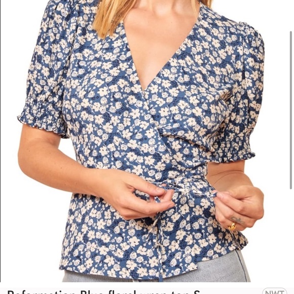 Reformation | Tops | Reformation Blue Floral Shirt | Poshmark
